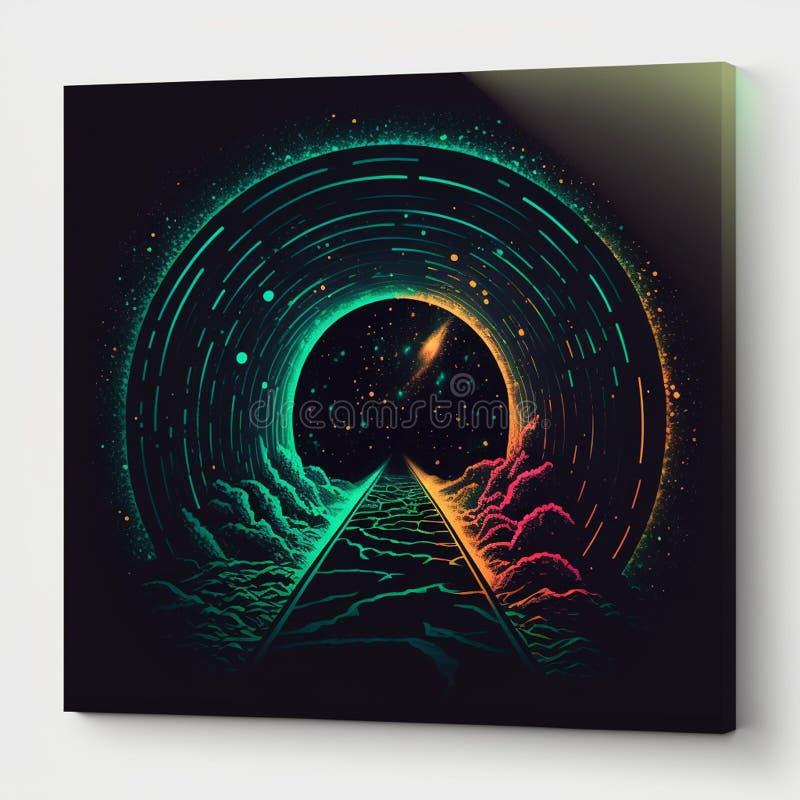 AI Generated Illustration of Road in Space Tunnel Stock Illustration ...