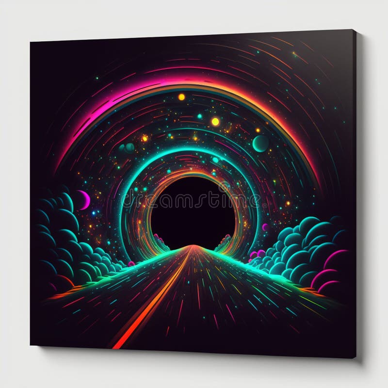 AI Generated Illustration of Road in Space Tunnel Stock Illustration ...