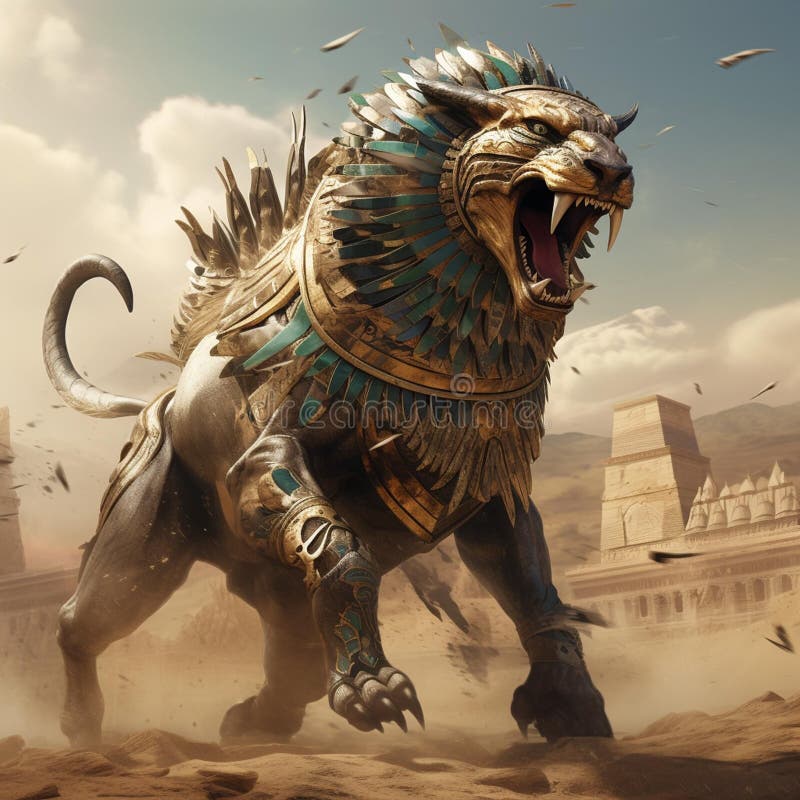 AI Generated Illustration of a Roaring Mythical Creature in a Knight ...