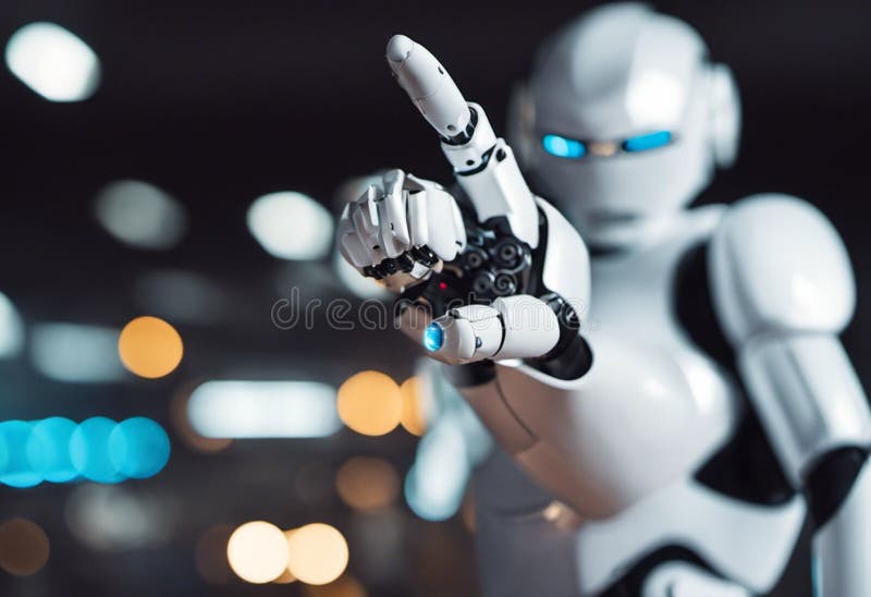 AI Generated Illustration of a Robot Finger-pointing in an Upward ...