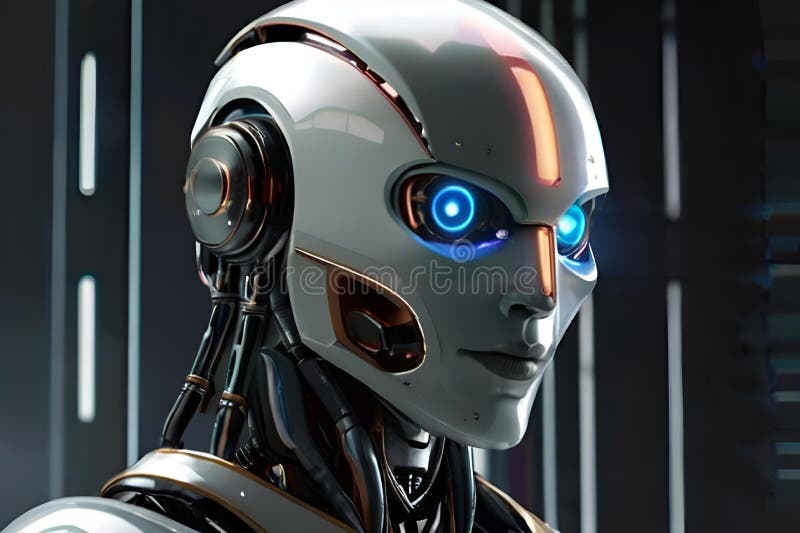 AI Generated Illustration of a Robot with Illuminated Eyes and Chest ...