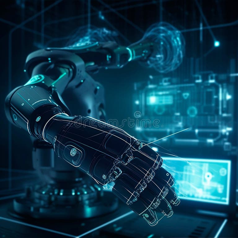 AI Generated Illustration of a Robot Interacting with a Control Room ...