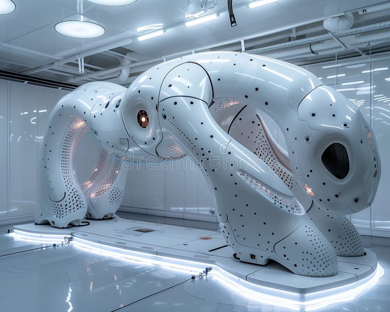 AI Generated Illustration of a Robot Machine on Showcase in a Room with ...