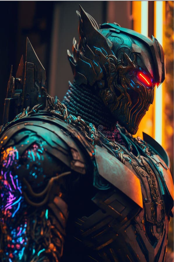 AI Generated Illustration of Robot with Red Eye Stock Illustration ...