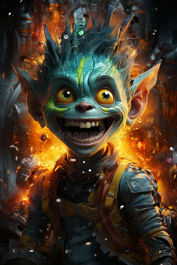 AI Generated Illustration of a Robotic Alien Creature Against a Glowing ...