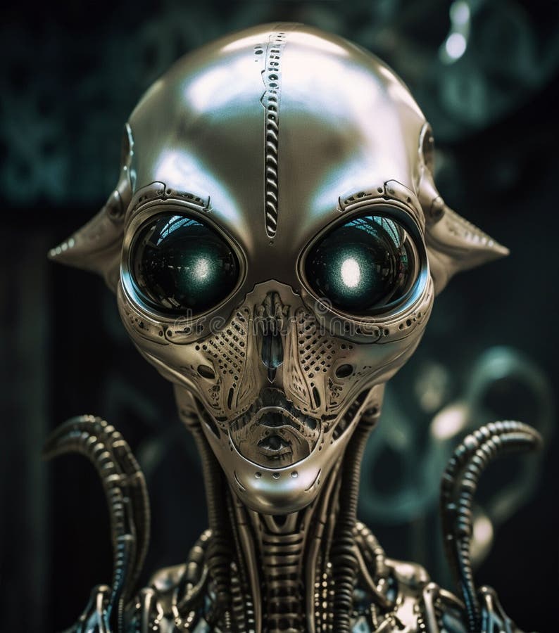 AI Generated Illustration of a Robotic Alien-like Creature with a ...