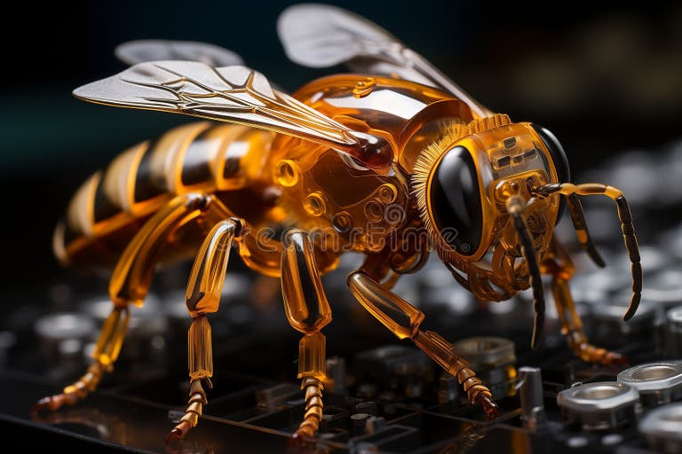 AI Generated Illustration of a Robotic Bumblebee Stock Illustration ...