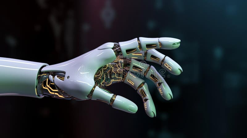 AI Generated Illustration of a Robotic Hand Closeup Stock Illustration ...