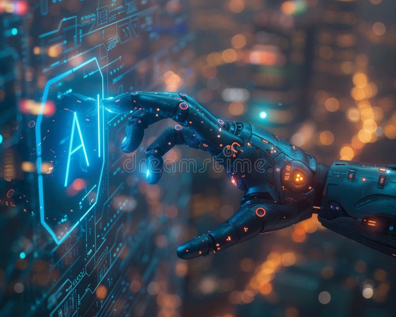 AI Generated Illustration of a Robotic Hand and Finger Pointing at AI ...