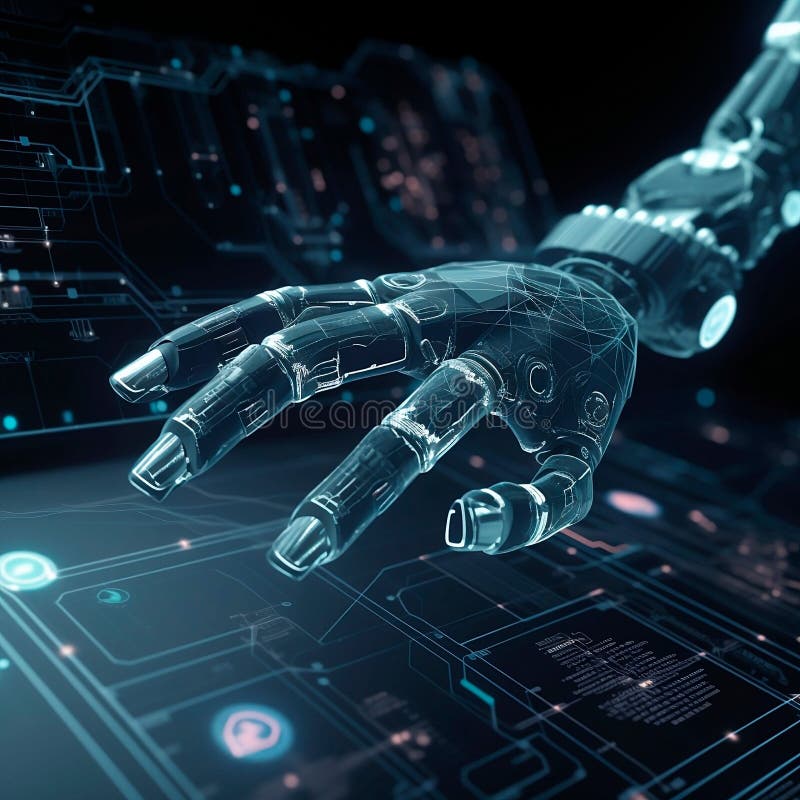 AI Generated Illustration of a Robotic Hand Manipulating a Control ...