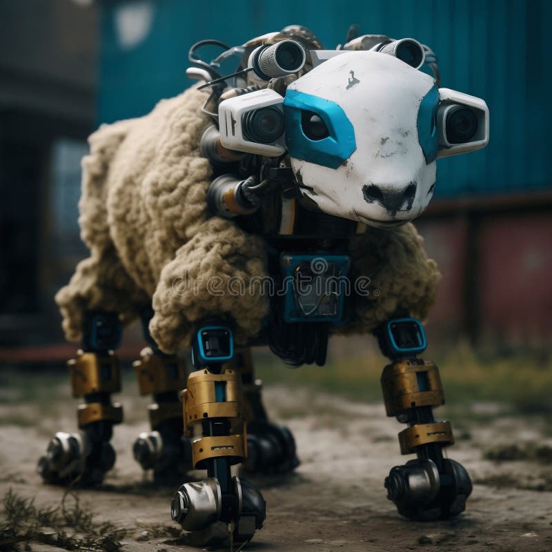 AI Generated Illustration of a Robotic Lamb on a Blurred Background ...