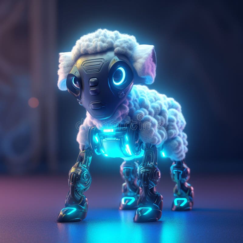 AI-generated Illustration of a Robotic Lamb with Two Glowing Eyes ...