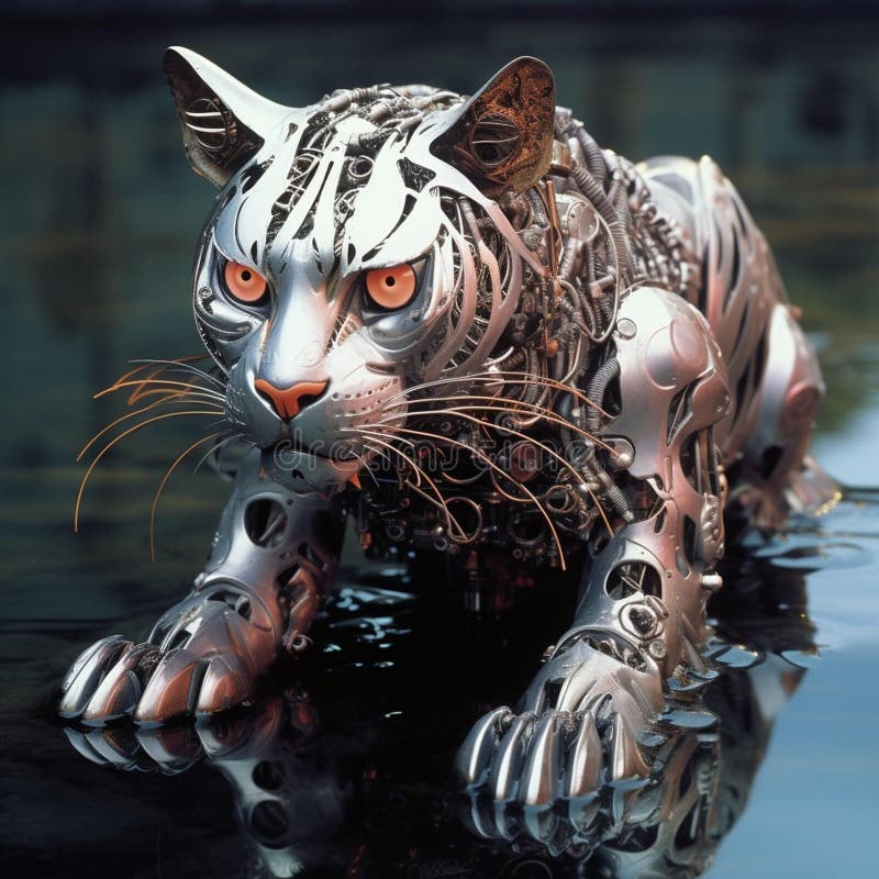 AI Generated Illustration of a Robotic Leopard Figure Stock ...