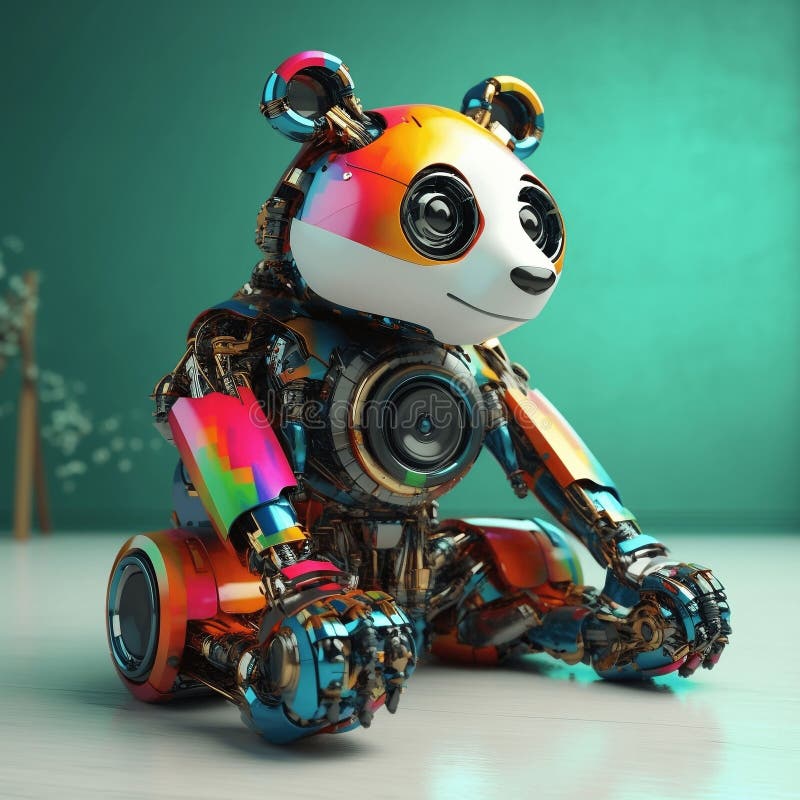 AI Generated Illustration of a Robotic Panda on a Blurred Background ... AI Generated Illustration of a Robotic Panda on a Blurred Background ...