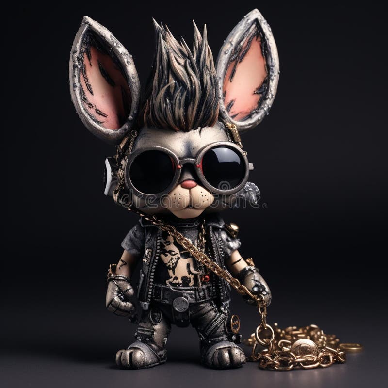 AI Generated Illustration of a Robotic Rabbit with Metal Chains ...