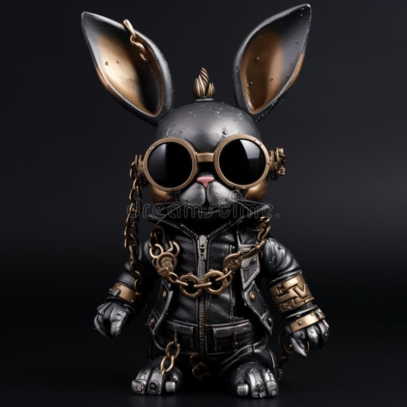 AI Generated Illustration of a Robotic Rabbit with Metal Chains ...