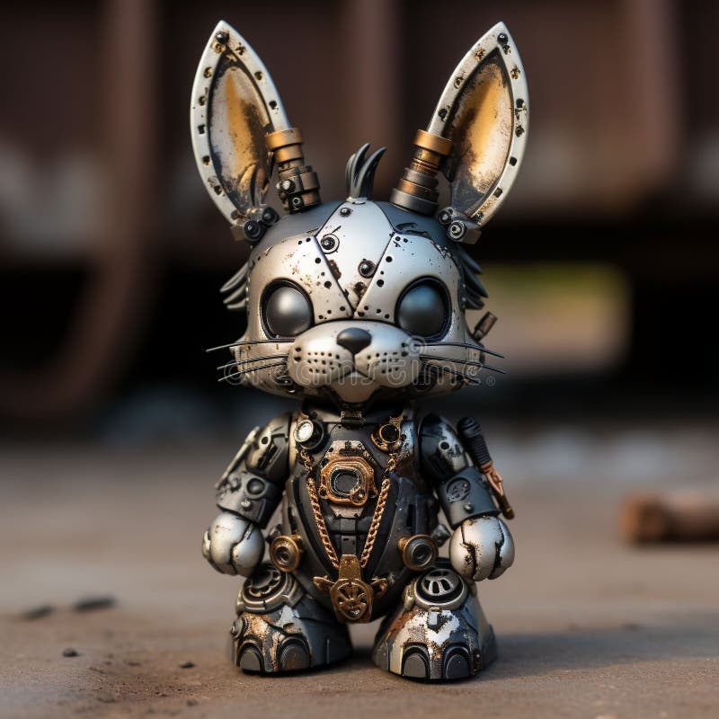 AI Generated Illustration of a Robotic Rabbit with a Sleek, Metallic ...