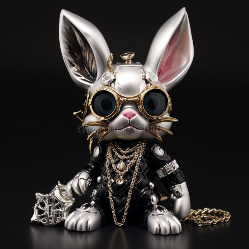 AI Generated Illustration of a Robotic Rabbit with a Sleek, Metallic ...
