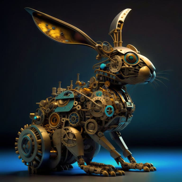 AI Generated Illustration of a Robotic Rabbit with a Whimsical ...