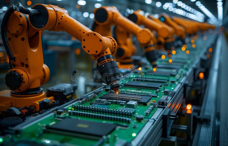 AI Generated Illustration of Robots Assembling Smartphones in a Factory ...