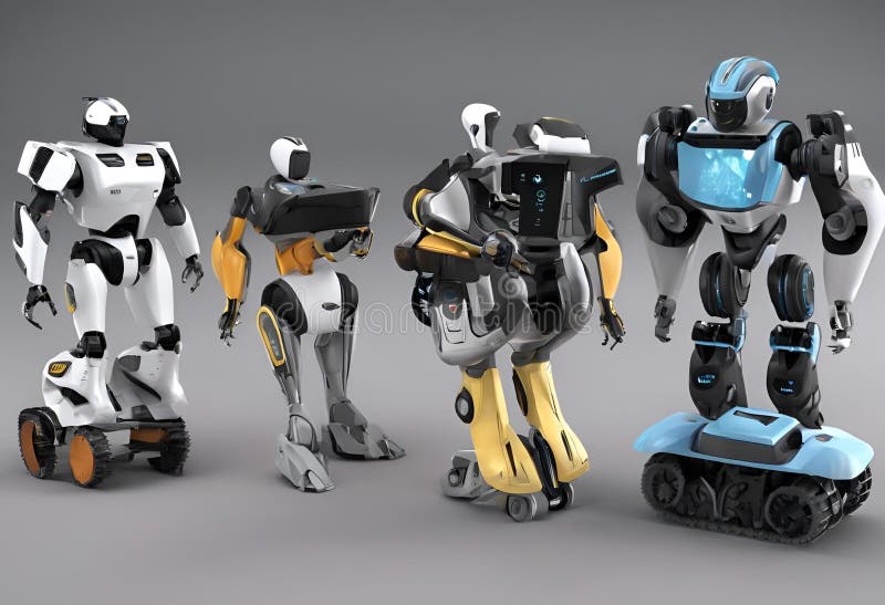 AI Generated Illustration of Robots Examining Object from Various ...