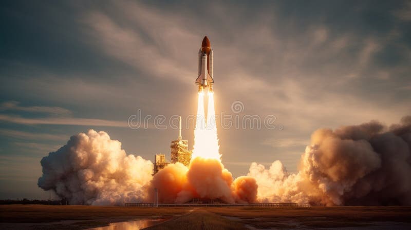 AI-generated Illustration of a Rocket Launching into Space Stock ...