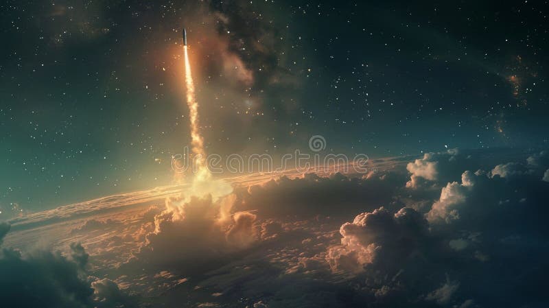 AI Generated Illustration of a Rocket Launching into Space with a ...