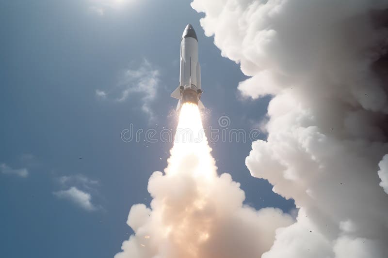 AI-generated Illustration of a Rocket Ship Taking Off. Stock ...