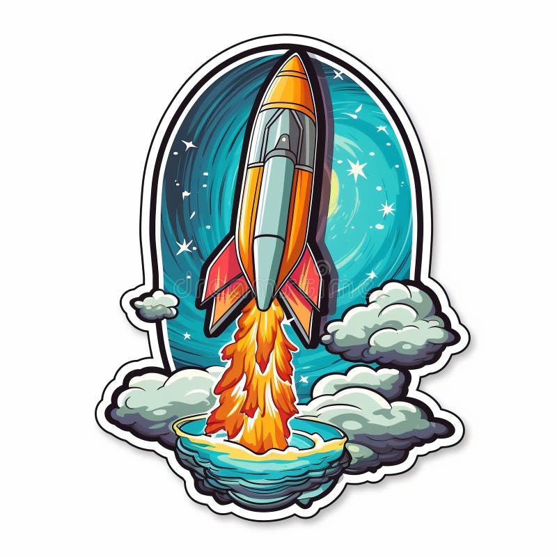 AI Generated Illustration of a Rocket Soaring in the Sky Stock ...
