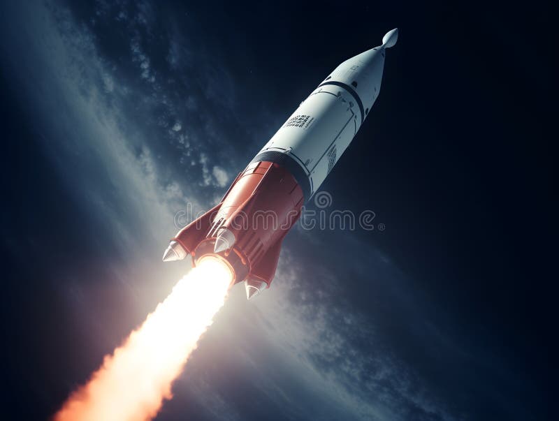 AI Generated Illustration of a Rocket Taking Off into the Sky with Its ...