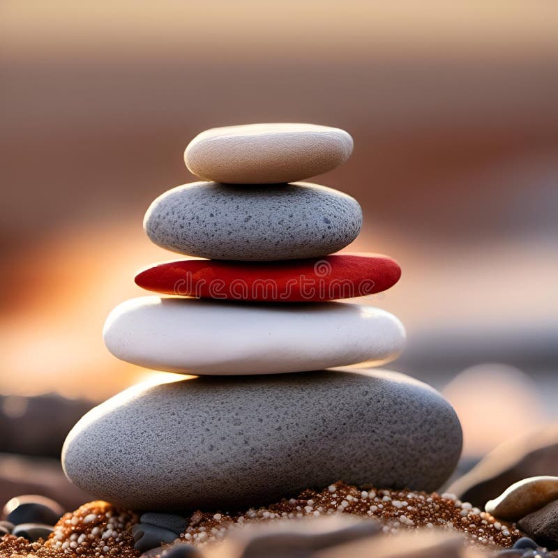 AI Generated Illustration of Rocks Stacked in Pyramid Shape on the ...