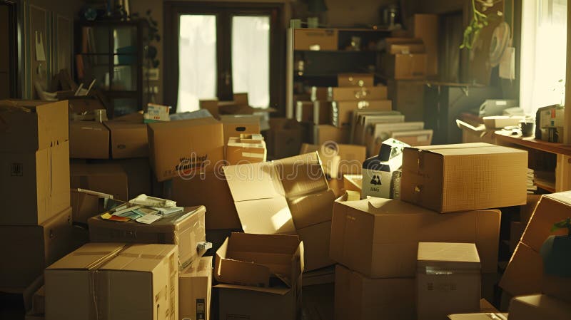 AI Generated Illustration of Room Full of Multiple Boxes Ready for ...