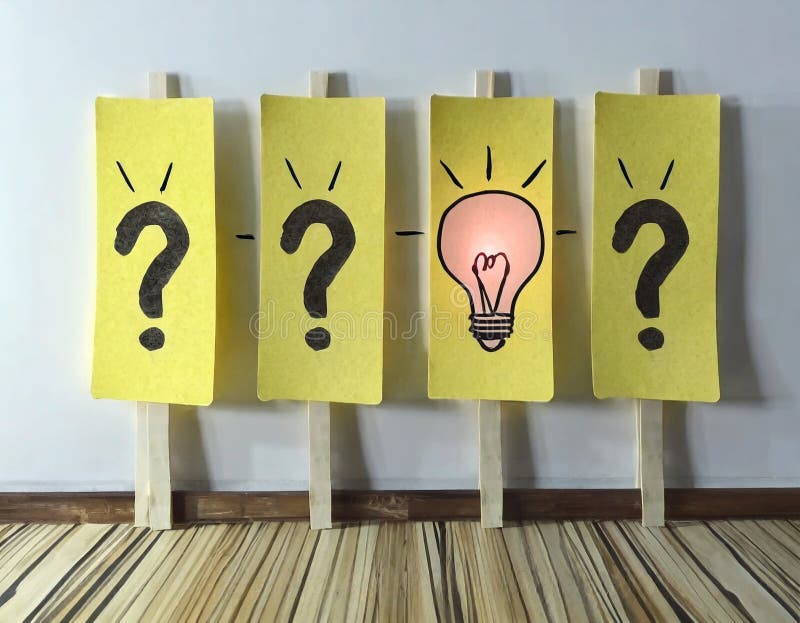 AI Generated Illustration of a Row of Yellow Sticky Notes with Question ...