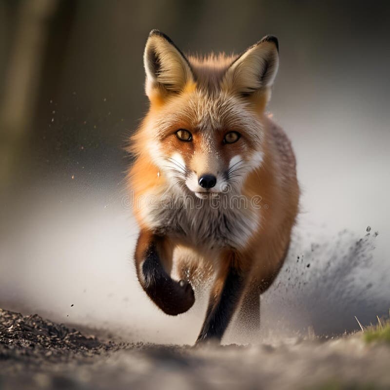 AI Generated Illustration of a Running Fox in the Dirt Stock ...
