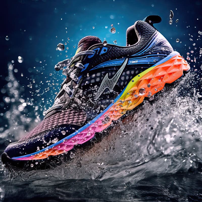 AI Generated Illustration of a Running Shoe Being Sprayed with Water ...