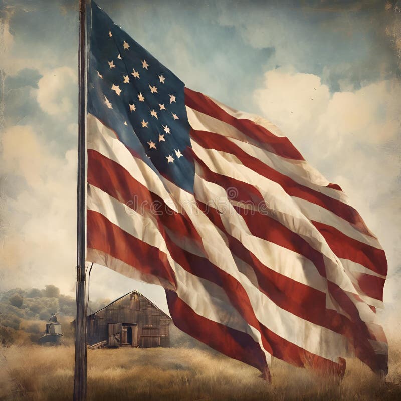 AI Generated Illustration of a Rustic American Flag Stock Illustration ...