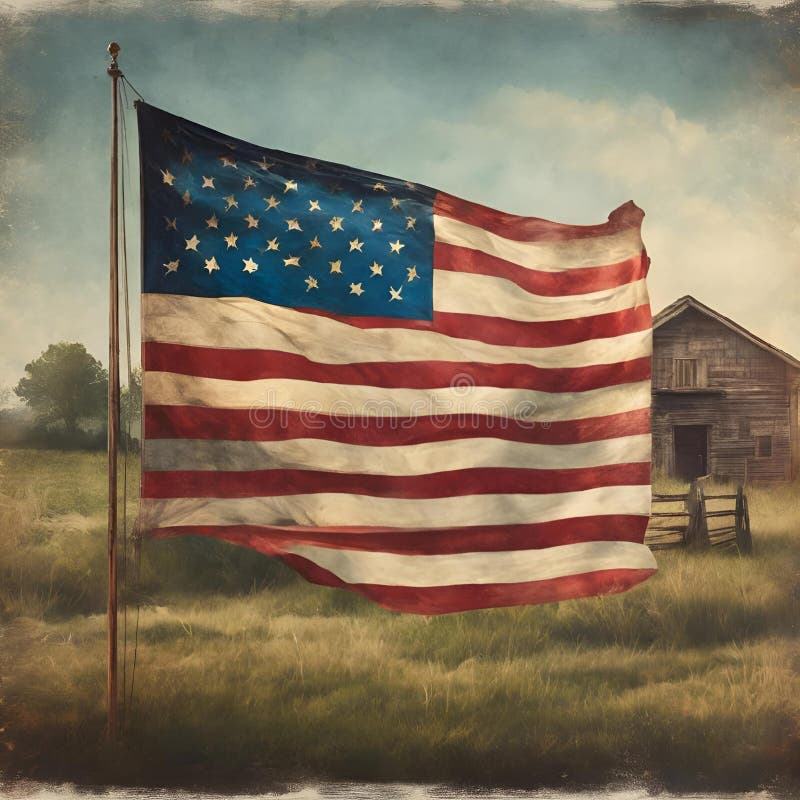 AI Generated Illustration of a Rustic American Flag Stock Illustration ...