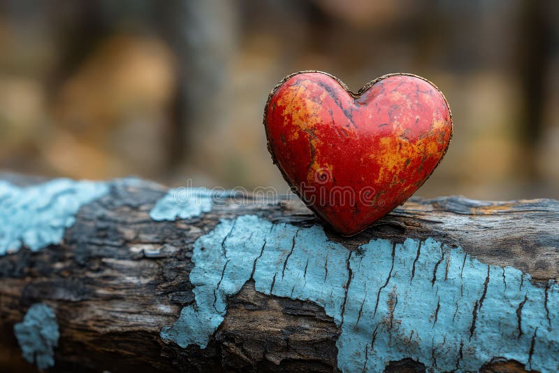 AI-generated Illustration of a Red Heart-shaped Object on a Weathered ...