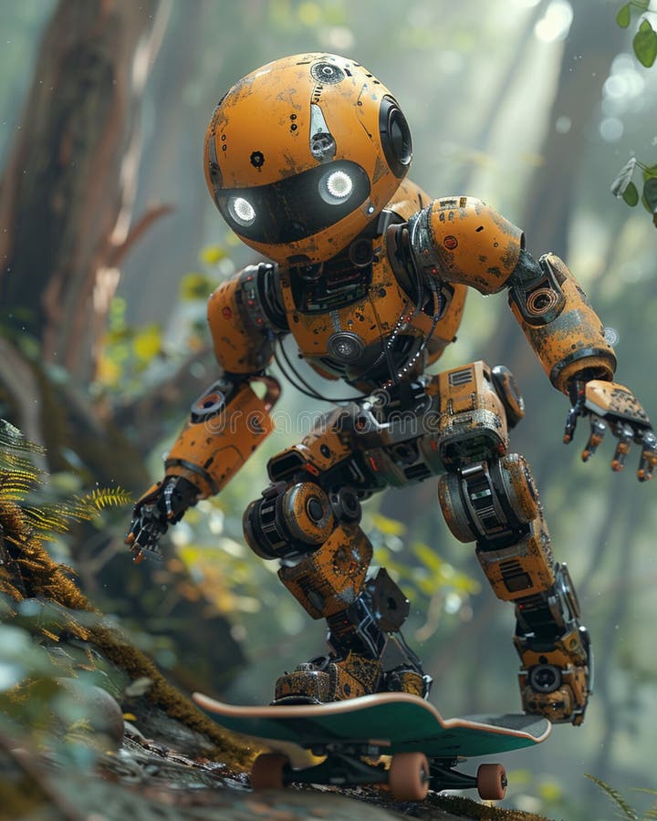 AI Generated Illustration of a Rusty Robotic Figure Stock Illustration ...