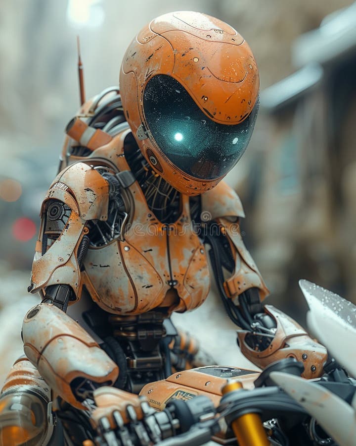 AI Generated Illustration of a Rusty Robotic Figure Stock Illustration ...