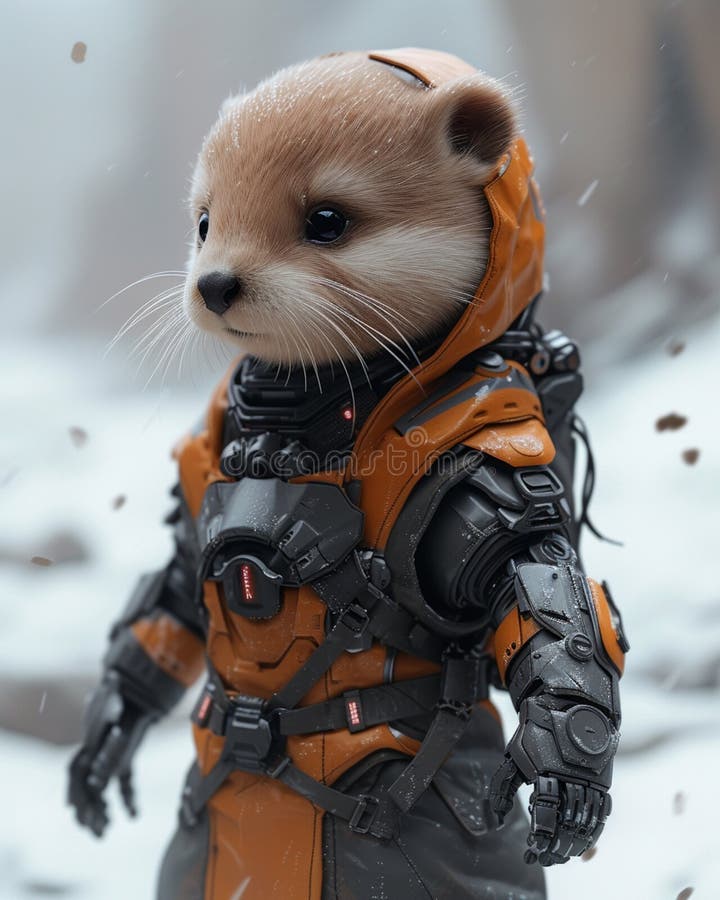 AI Generated Illustration of a Rusty Robotic Otter Figure Stock ...