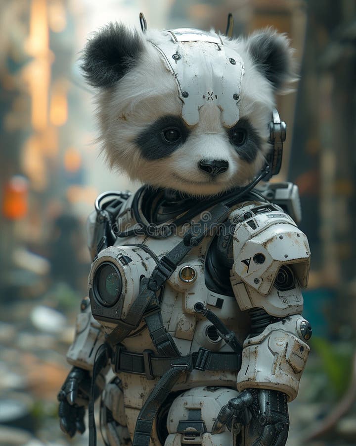 AI Generated Illustration of a Rusty Robotic Panda Figure Stock ...