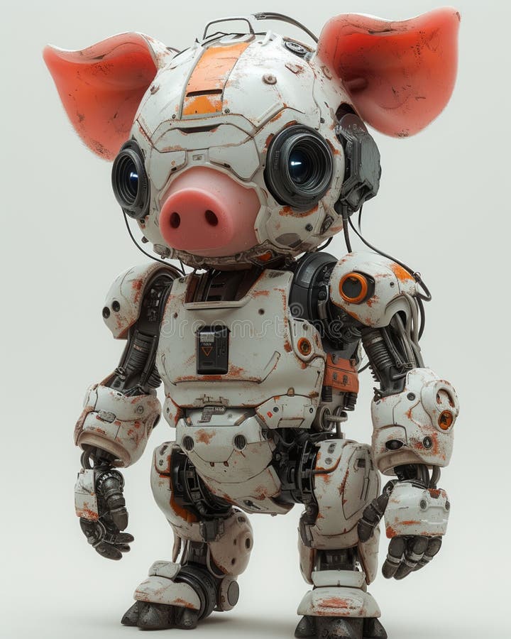 AI Generated Illustration of a Rusty Robotic Pig Figure Stock ...