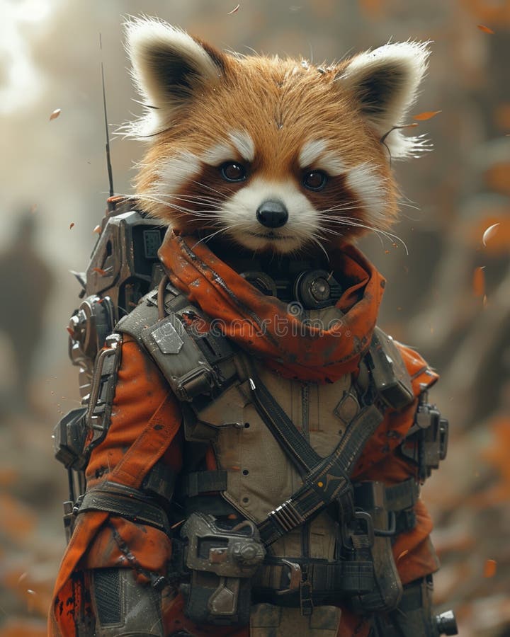 AI Generated Illustration of a Rusty Robotic Red Panda Figure Stock ...