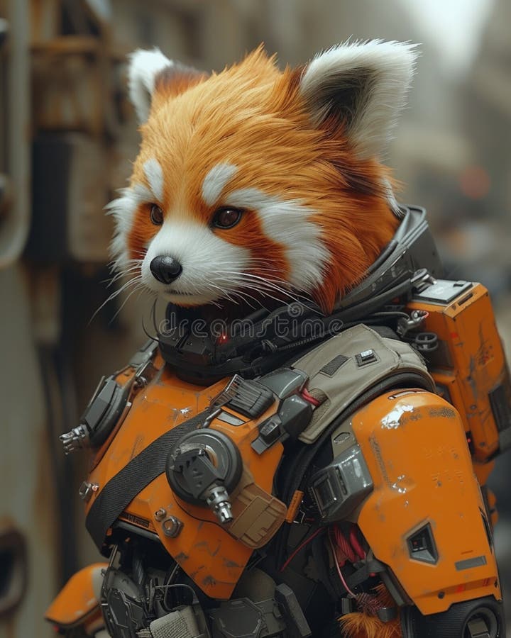 AI Generated Illustration of a Rusty Robotic Red Panda Figure Stock ...