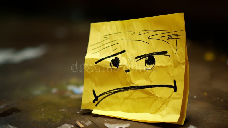Sad and alone sticky note. stock illustration. Illustration of emotions ...