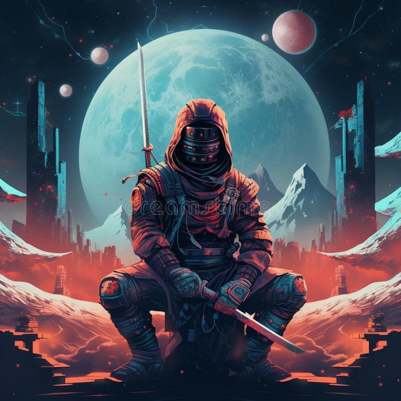AI Generated Illustration of a Samurai Warrior in a Celestial ...