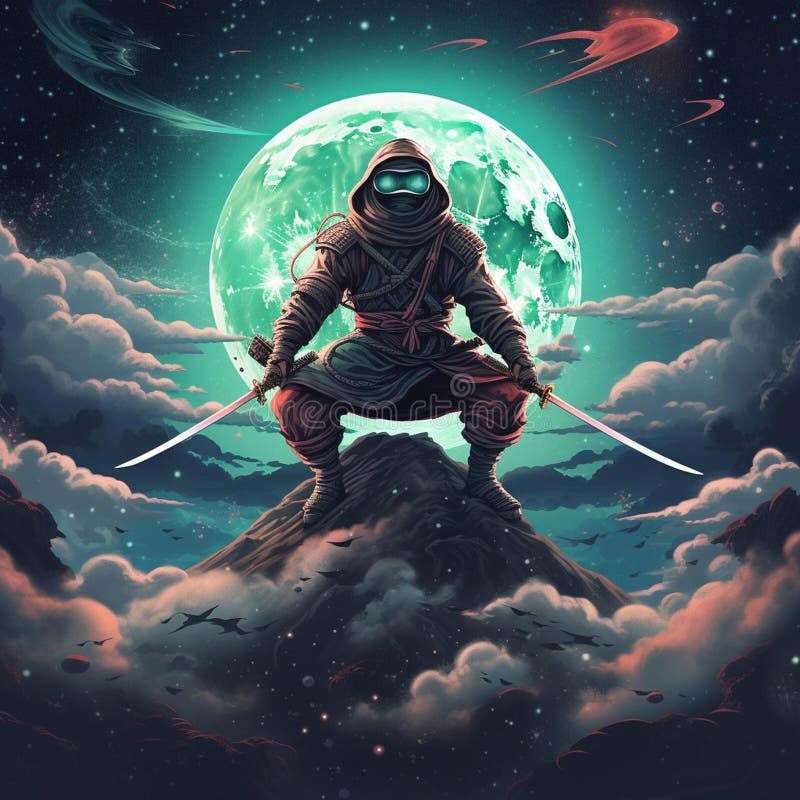 AI Generated Illustration of a Samurai Warrior in a Celestial ...