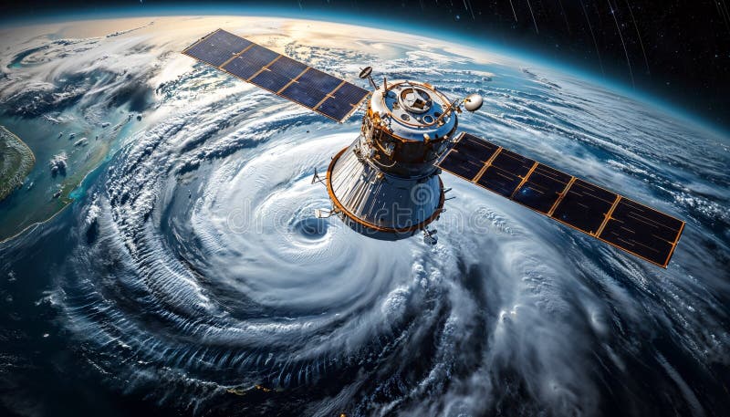 AI Generated Illustration of a Satellite Camera Affixed To Earth ...