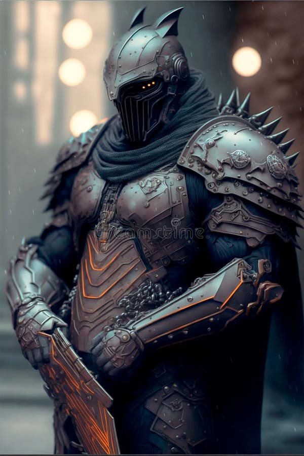 AI Generated Illustration of a Scary Warrior Standing Outdoors Stock ...